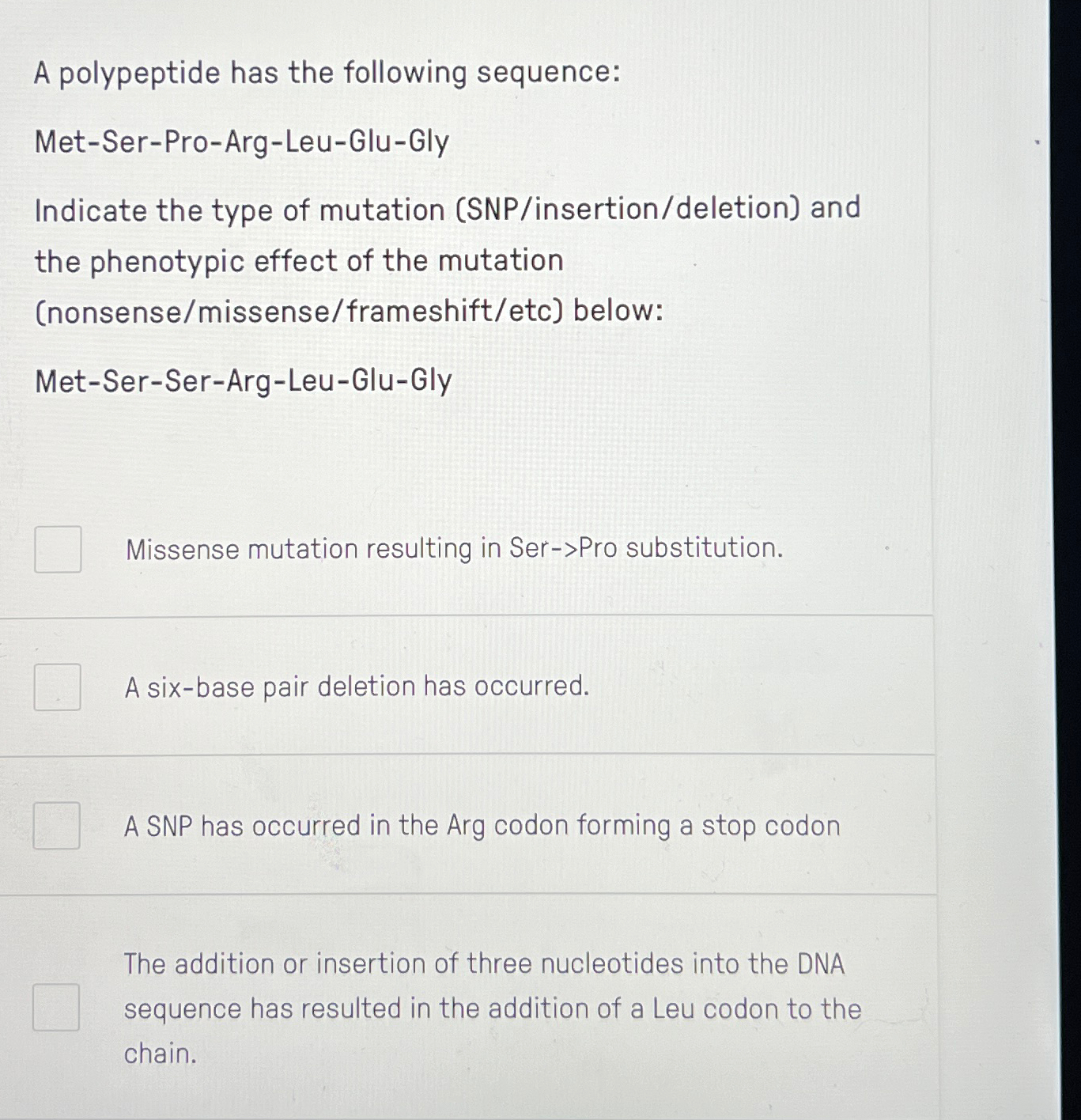 Solved A polypeptide has the following | Chegg.com