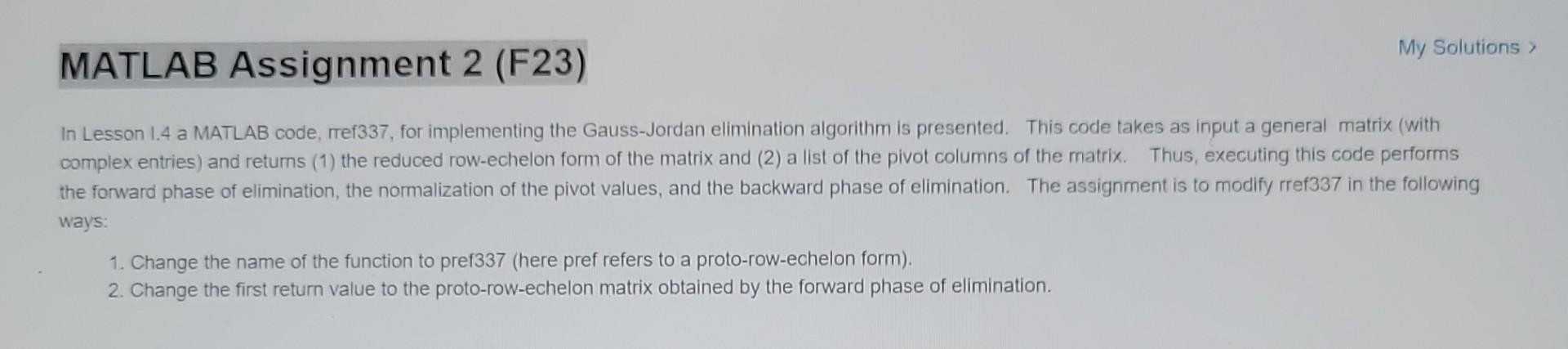 Solved (For Matlab (Math 337) Objective 1 is complete, I | Chegg.com