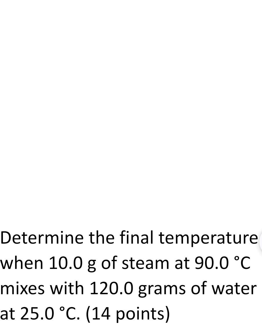 Determine the final temperature when 10.0 g of steam | Chegg.com