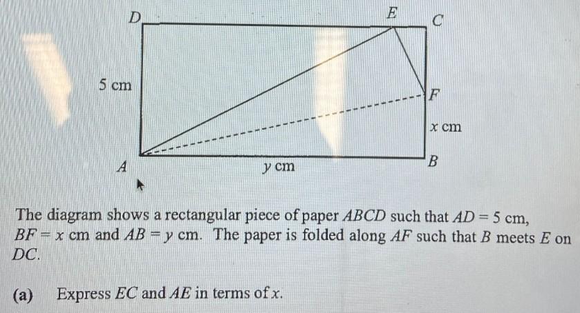 Solved The diagram shows a rectangular piece of paper ABCD | Chegg.com
