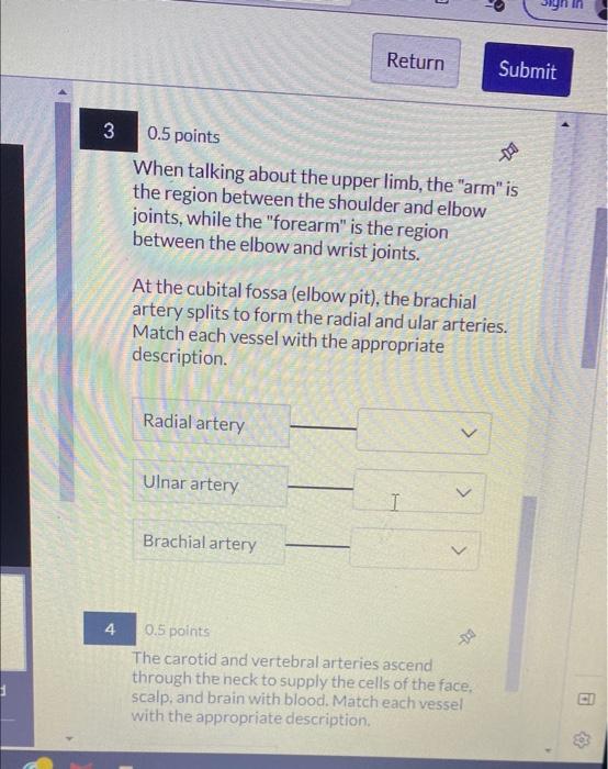 Solved Match each vessel indicated in this image with the | Chegg.com