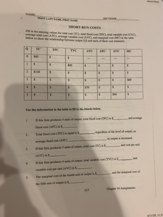 Solved about blank NAME PRINT LAST NAME, FIRST NAME SECTION | Chegg.com