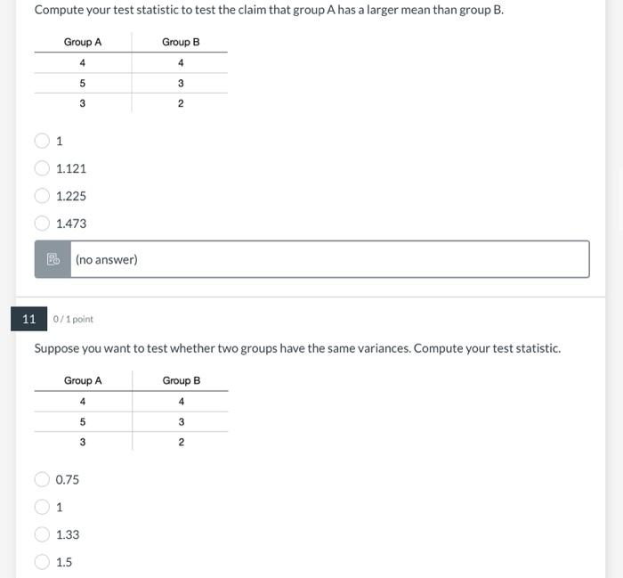 Solved testing data to see if they have the same variance | Chegg.com