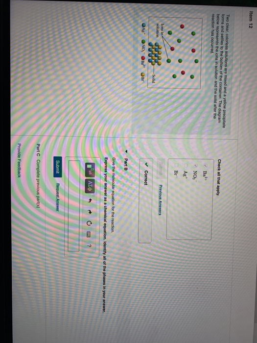 Solved Item 12 Two clear, colorless solutions are mixed and | Chegg.com