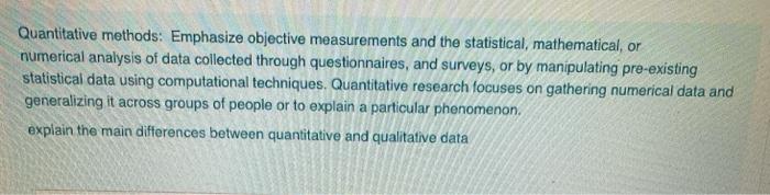Solved Quantitative methods: Emphasize objective | Chegg.com