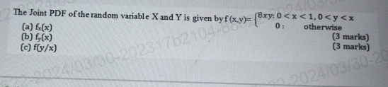 Solved The Joint PDF of the random variable x ﻿and Y ﻿is | Chegg.com