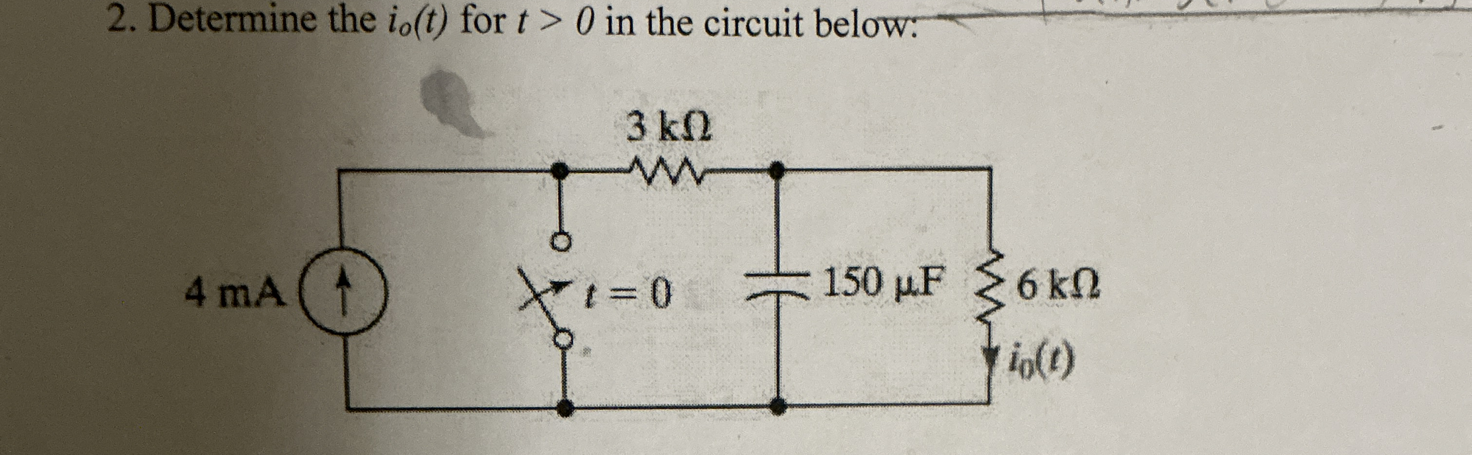 Solved Determine the io(t) ﻿for t>0 ﻿in the circuit below: | Chegg.com