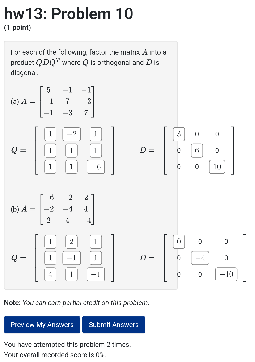 Solved hw13: Problem 10(1 ﻿point)For each of the following, | Chegg.com
