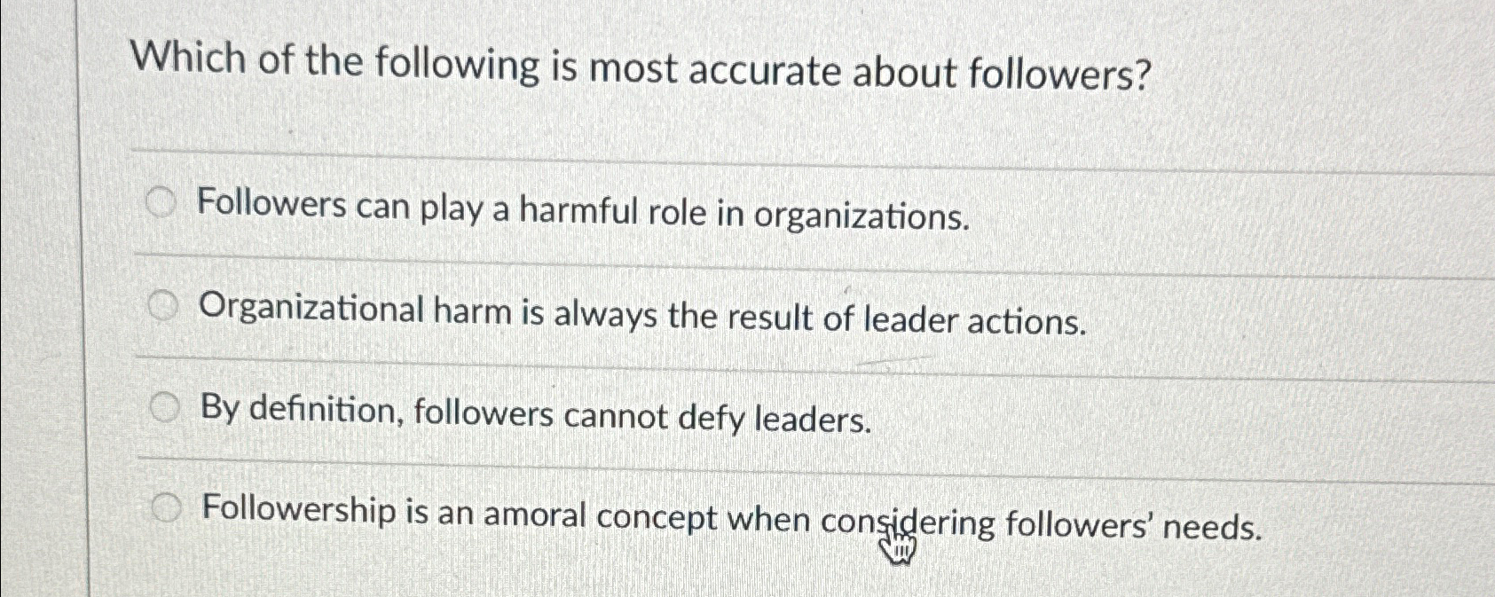 Solved Which of the following is most accurate about | Chegg.com