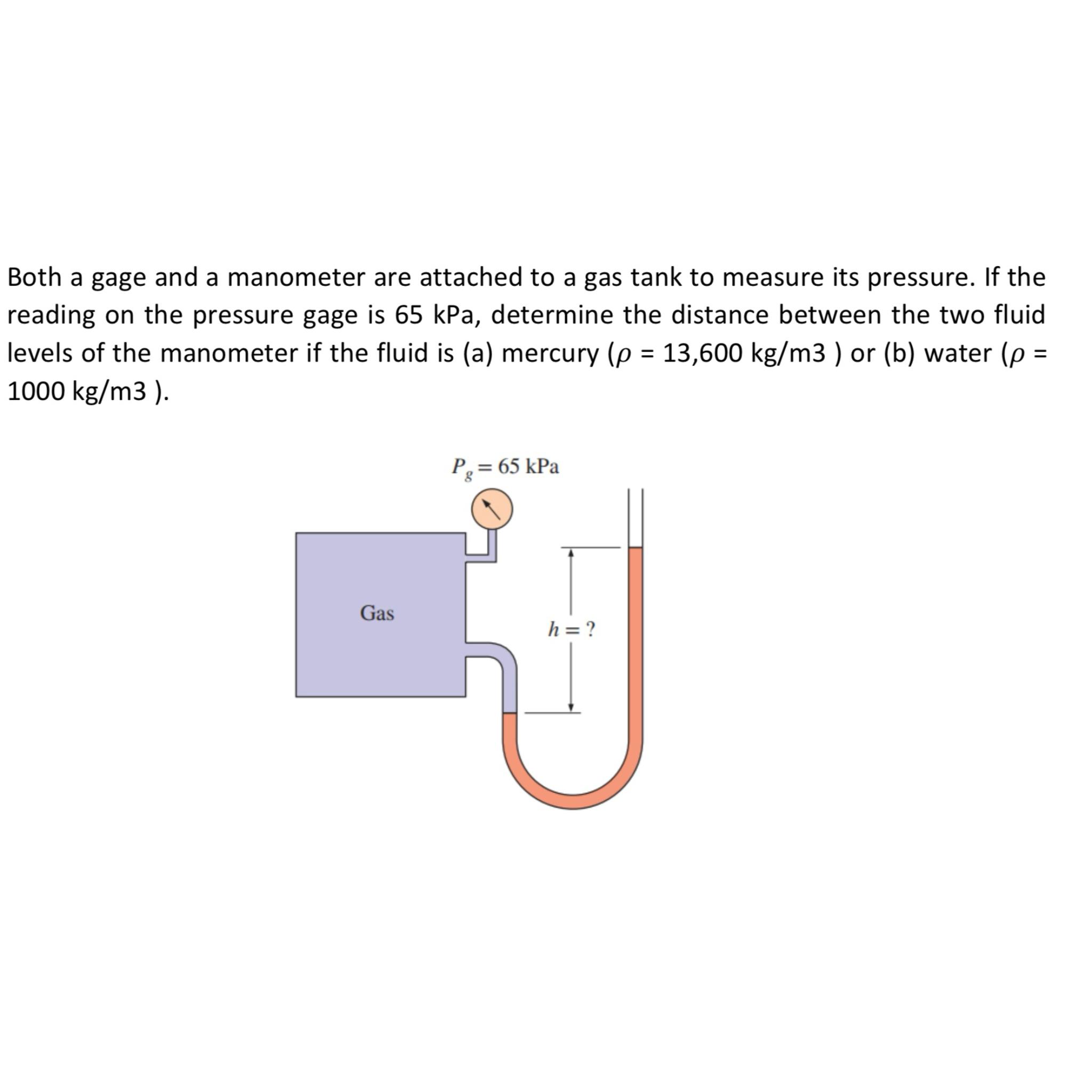 Solved Both a gage and a manometer are attached to a gas | Chegg.com