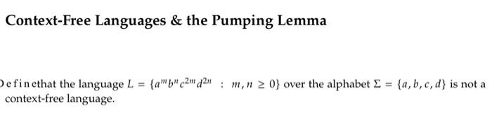 Solved Context-Free Languages \& the Pumping Lemma e fin | Chegg.com