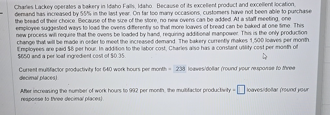 Solved Charles Lackey operates a bakery in Idaho Falls, | Chegg.com