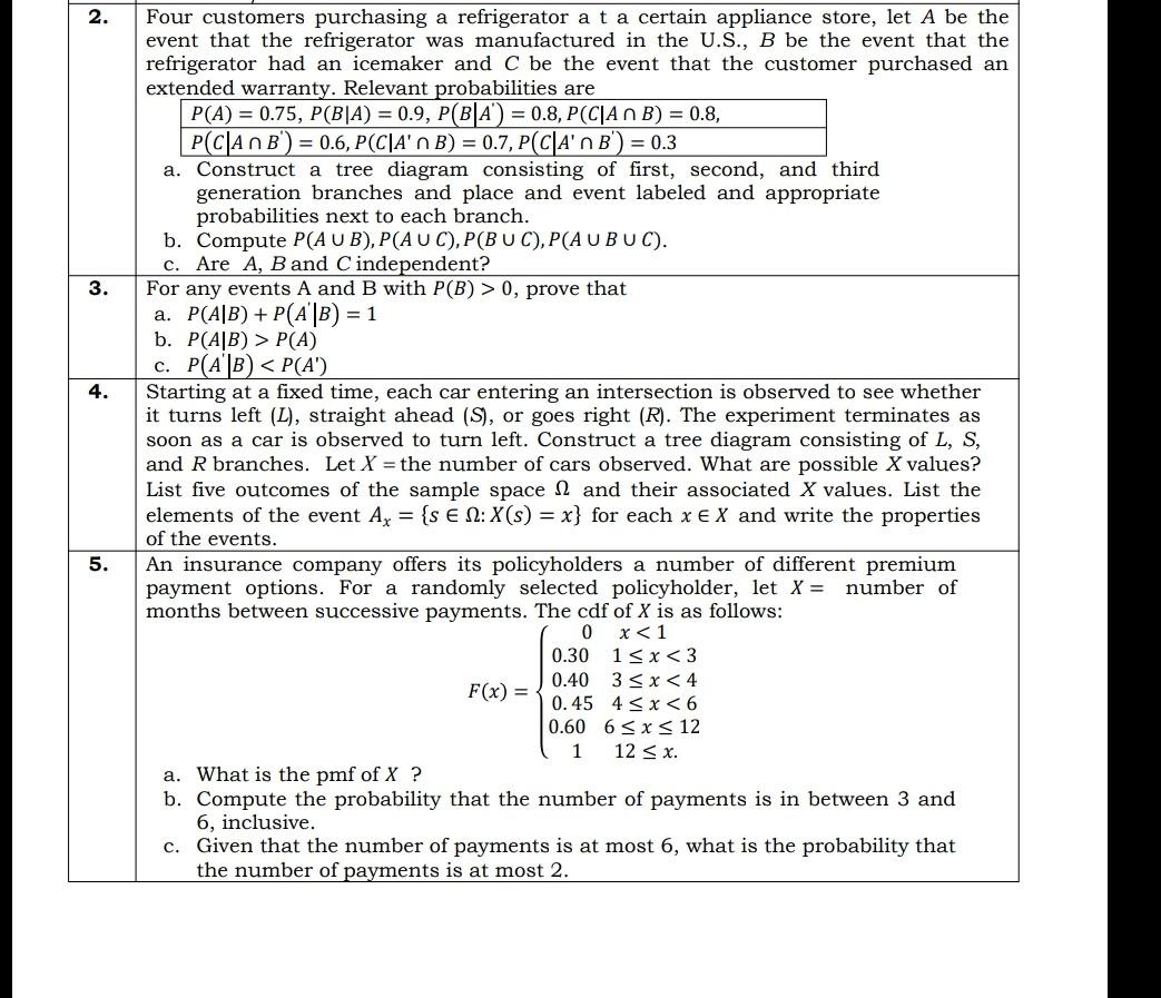 Solved Four customers purchasing a refrigerator a t a | Chegg.com