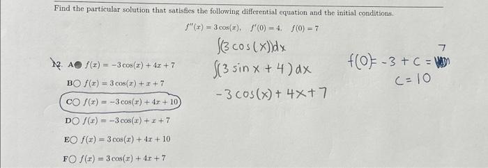 Solved Find the particular solution that satisfies the | Chegg.com