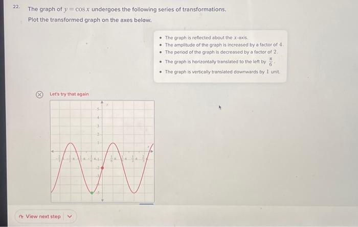 Solved 2. The graph of y=cosx undergoes the following series | Chegg.com