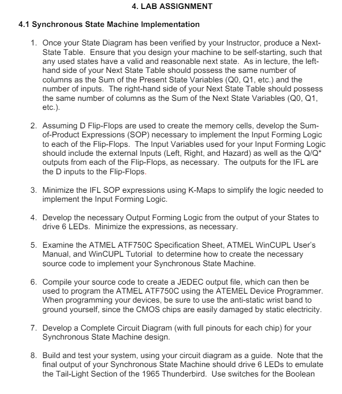 LAB ASSIGNMENT4.1 ﻿Synchronous State Machine | Chegg.com
