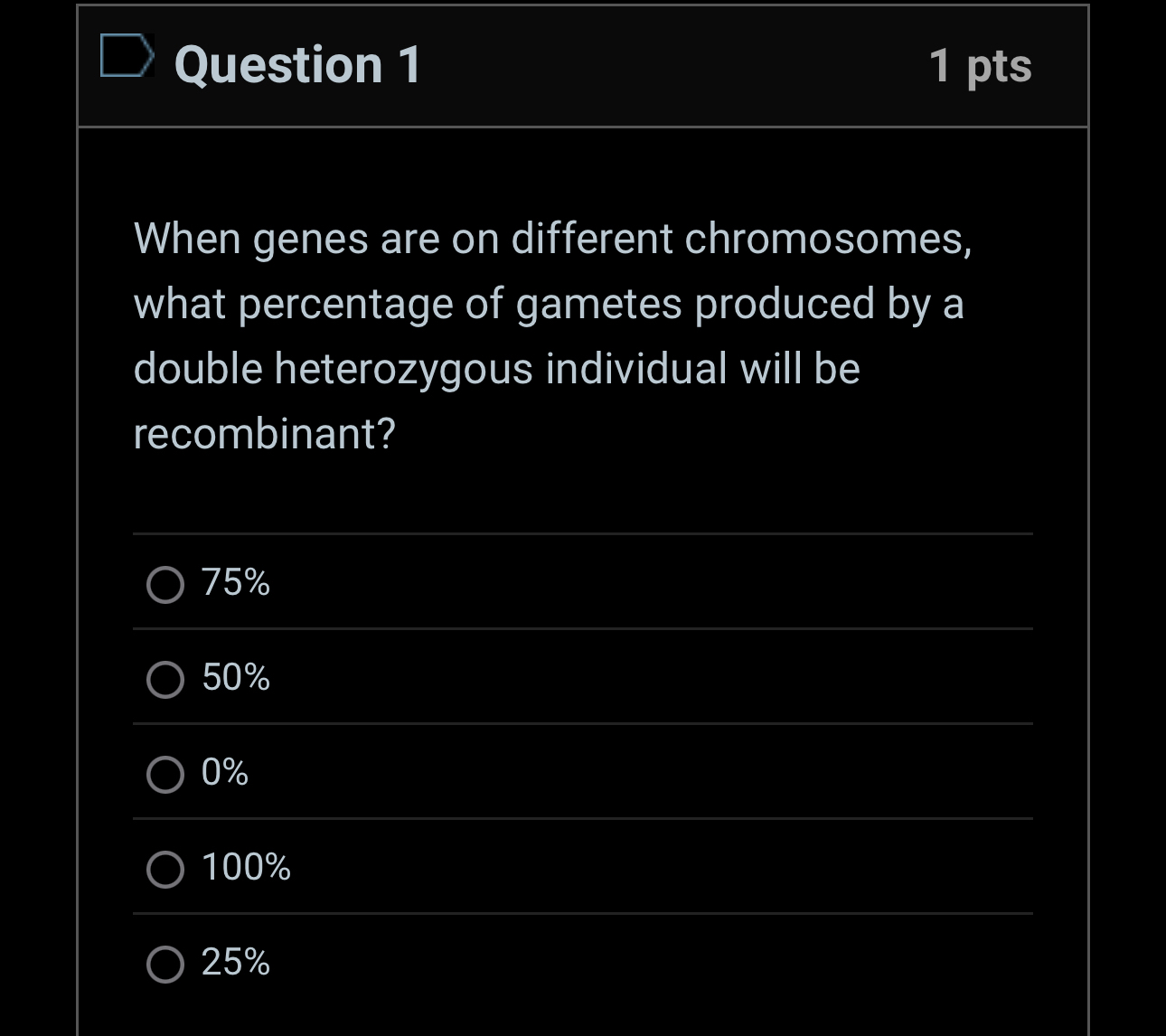 Solved Question 11 ﻿ptsWhen genes are on different | Chegg.com