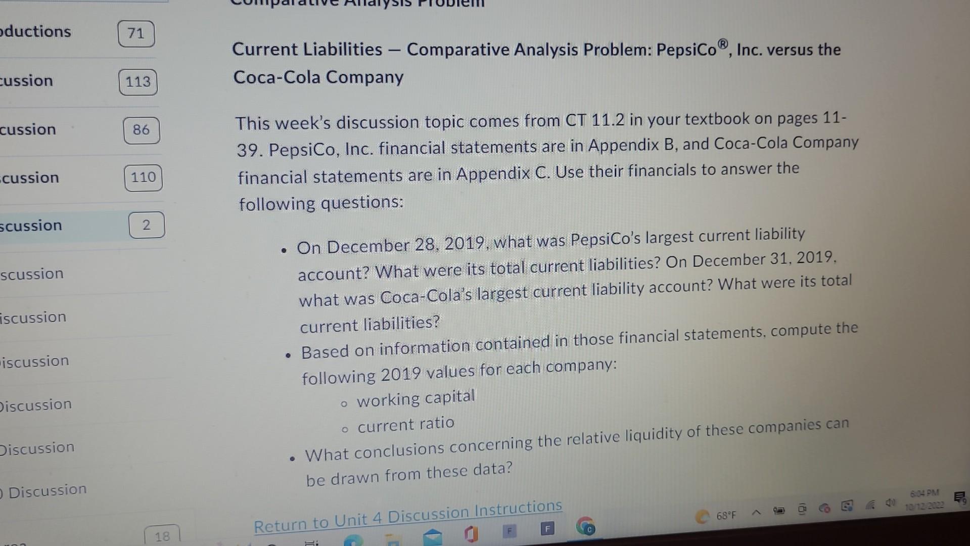 Current Liabilities - Comparative Analysis Problem: | Chegg.com