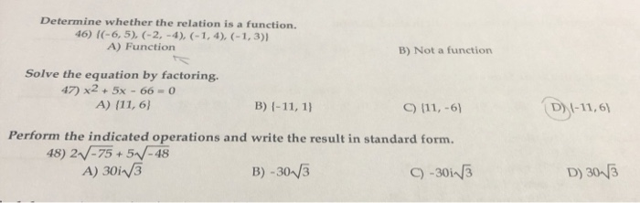 Solved Determine whether the relation is a function. 46) | Chegg.com