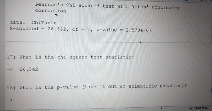 Solved Pearson's chi-squared test with Yates' continuity | Chegg.com