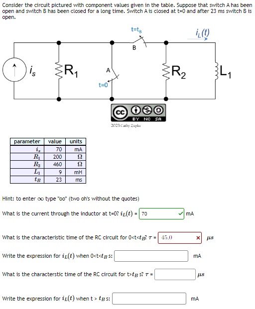Solved Consider the circuit pictured with component values | Chegg.com