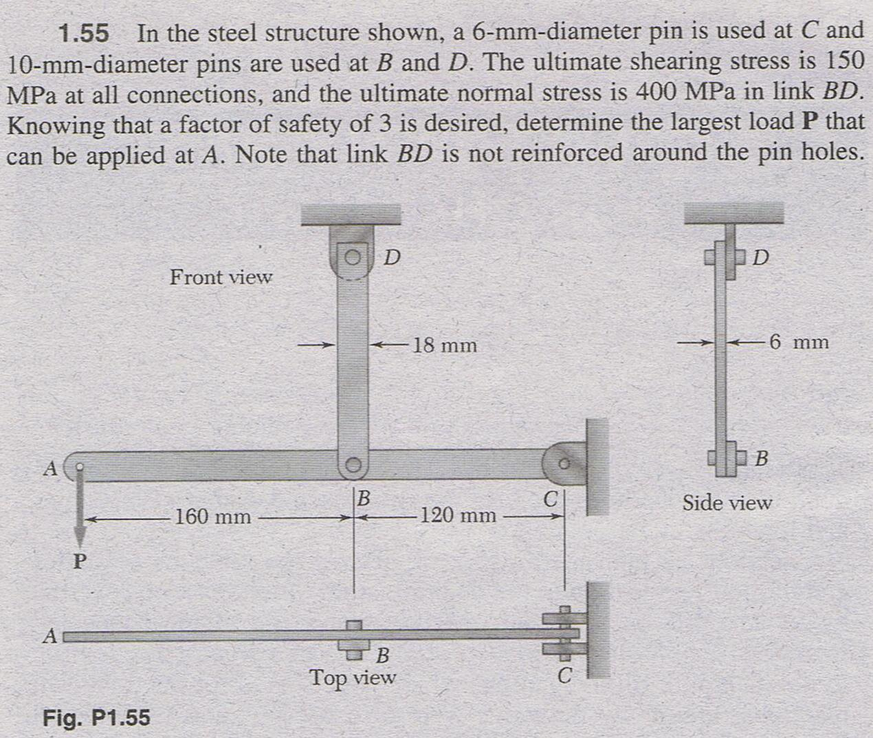 Solved In the steel structure shown, a 6-mm-diameter pin is | Chegg.com