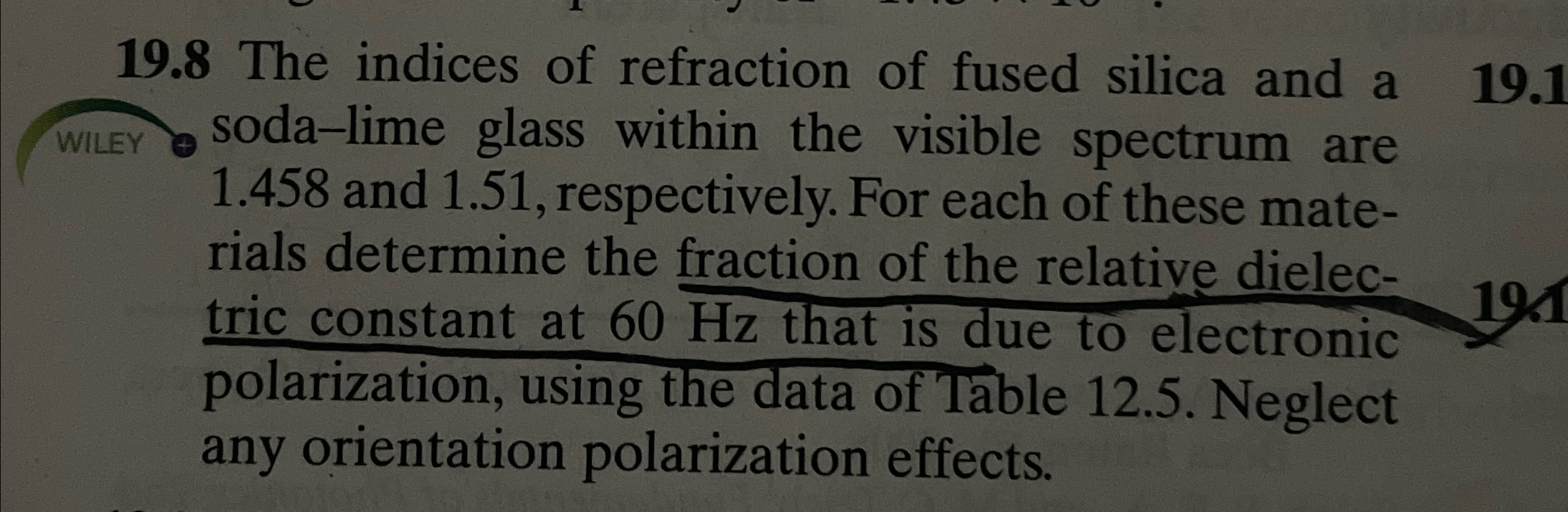Solved 19.8 ﻿The indices of refraction of fused silica and a | Chegg.com