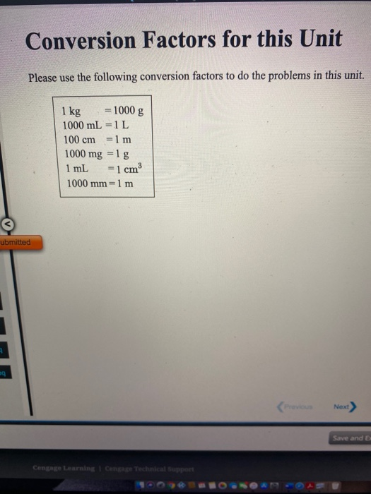 Solved Metric/English Conversions Use the following set of | Chegg.com