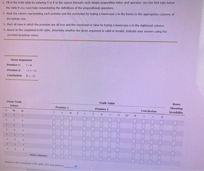 Solved 1. Fill in the truth table by entering Tor F in the | Chegg.com