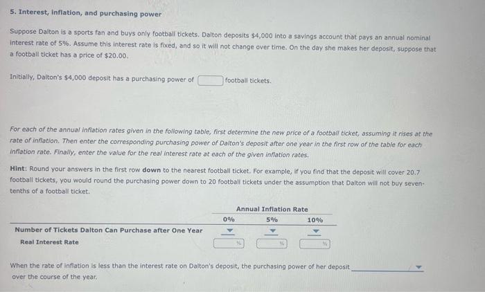 Solved 5. Interest, inflation, and purchasing power Suppose | Chegg.com