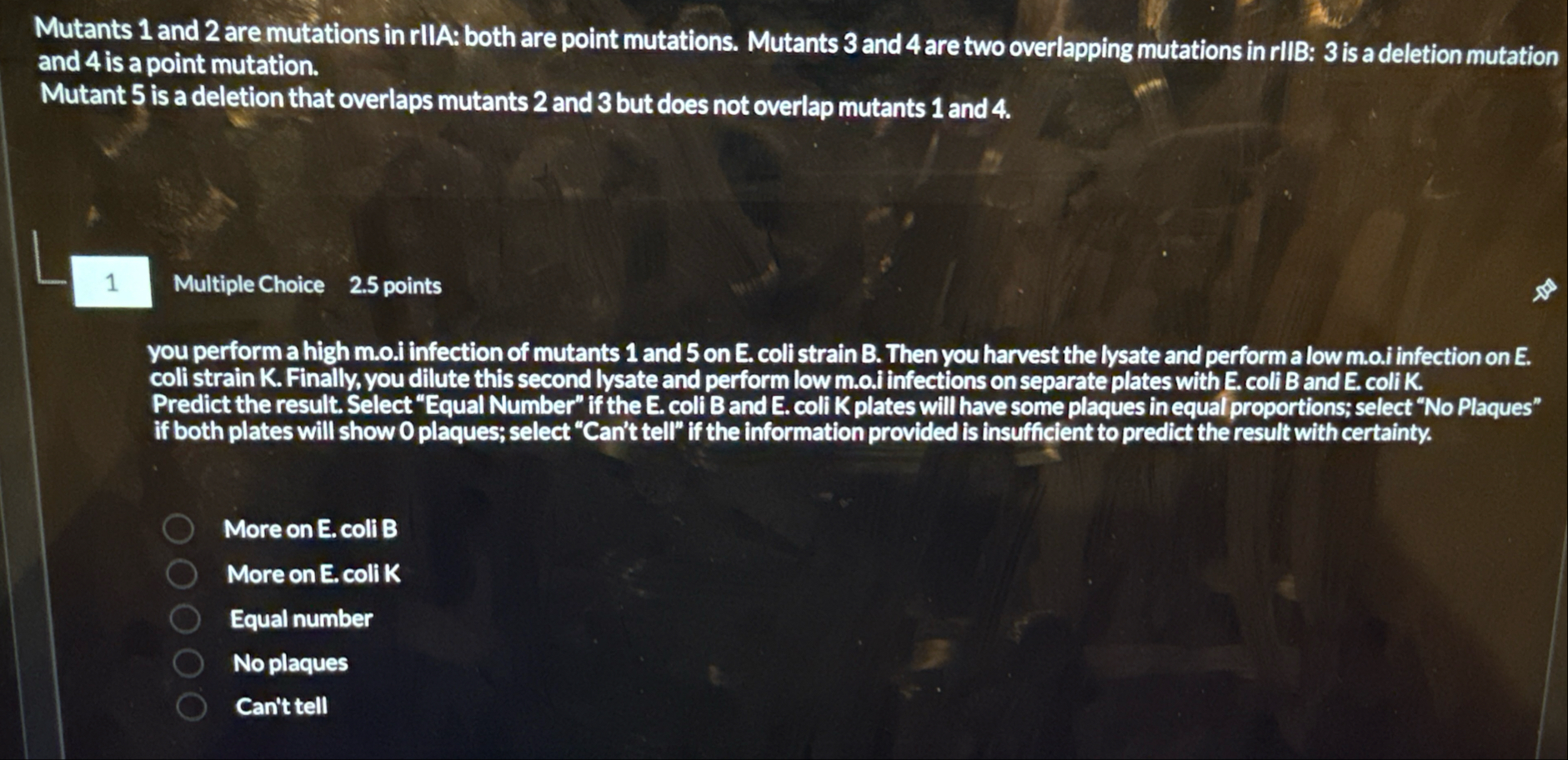 Solved Mutants 1 ﻿and 2 ﻿are mutations in rIIA: both are | Chegg.com