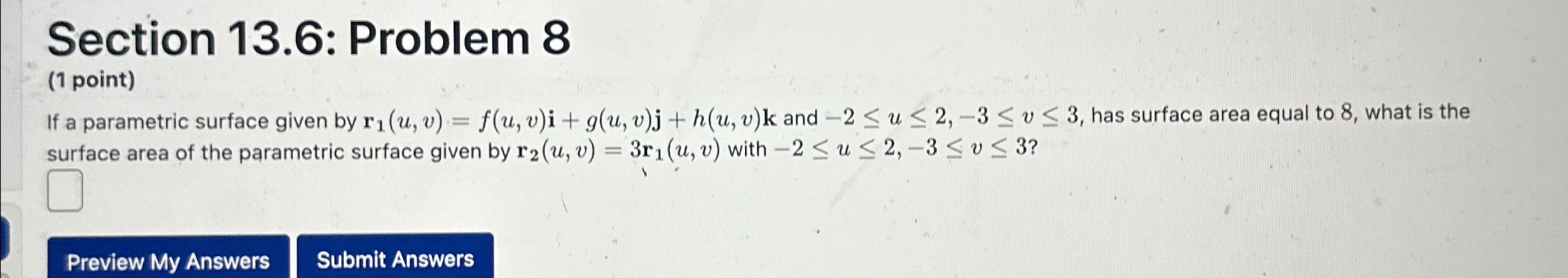 Solved Section 13.6: Problem 8(1 ﻿point)If a parametric | Chegg.com