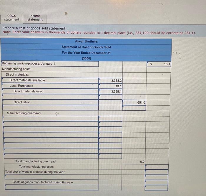 Solved Problem 2-67 (Algo) Prepare Statements for a | Chegg.com