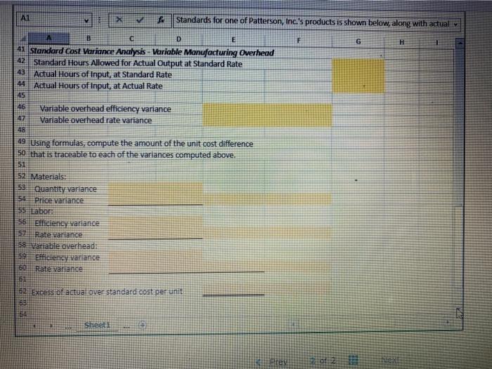 Variance Analysis using Excel's ABS, IF and Basic | Chegg.com