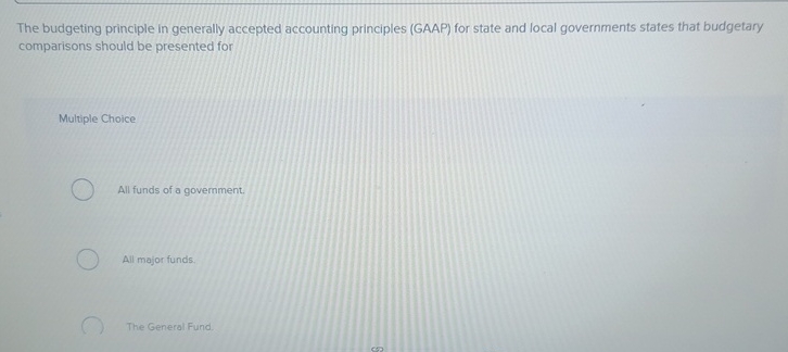 Solved The budgeting principle in generally accepted | Chegg.com