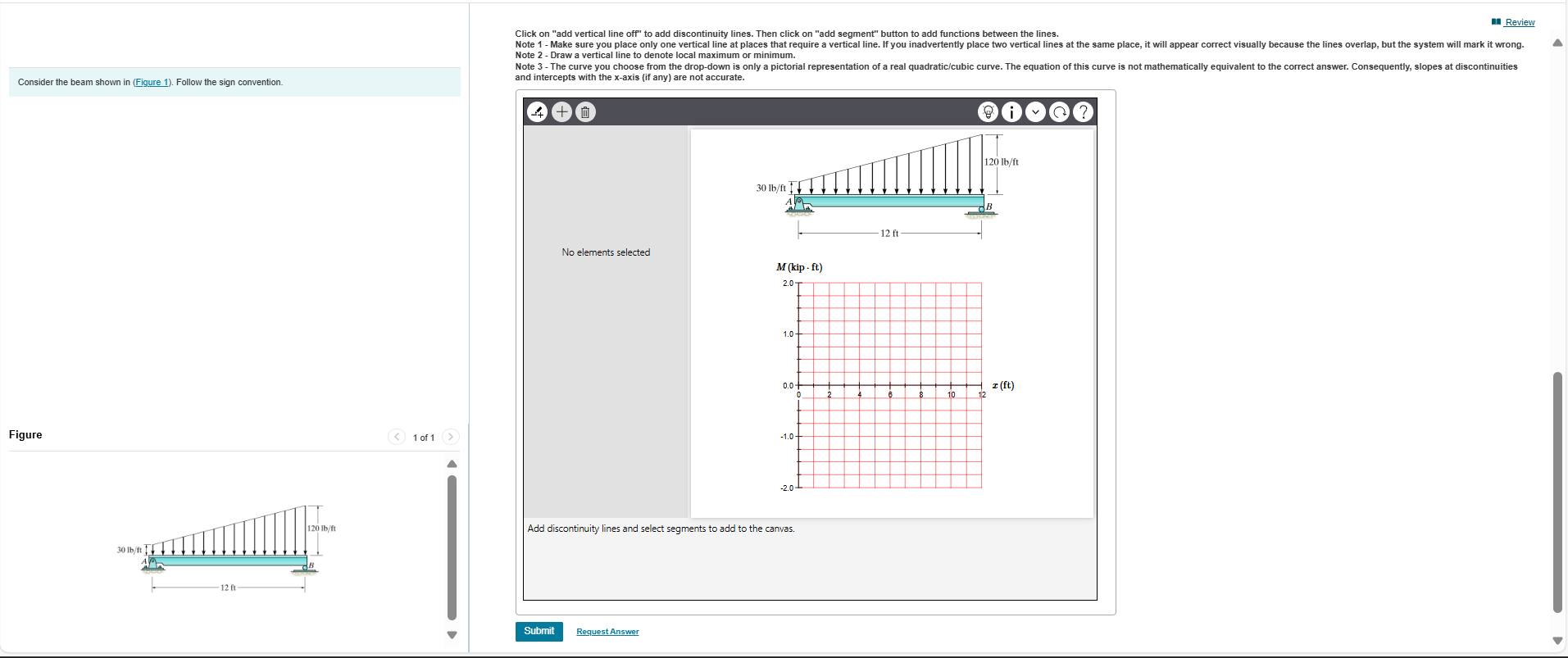 Solved by an EXPERT Click on "add vertical line off" to add discontinuity | Chegg.com