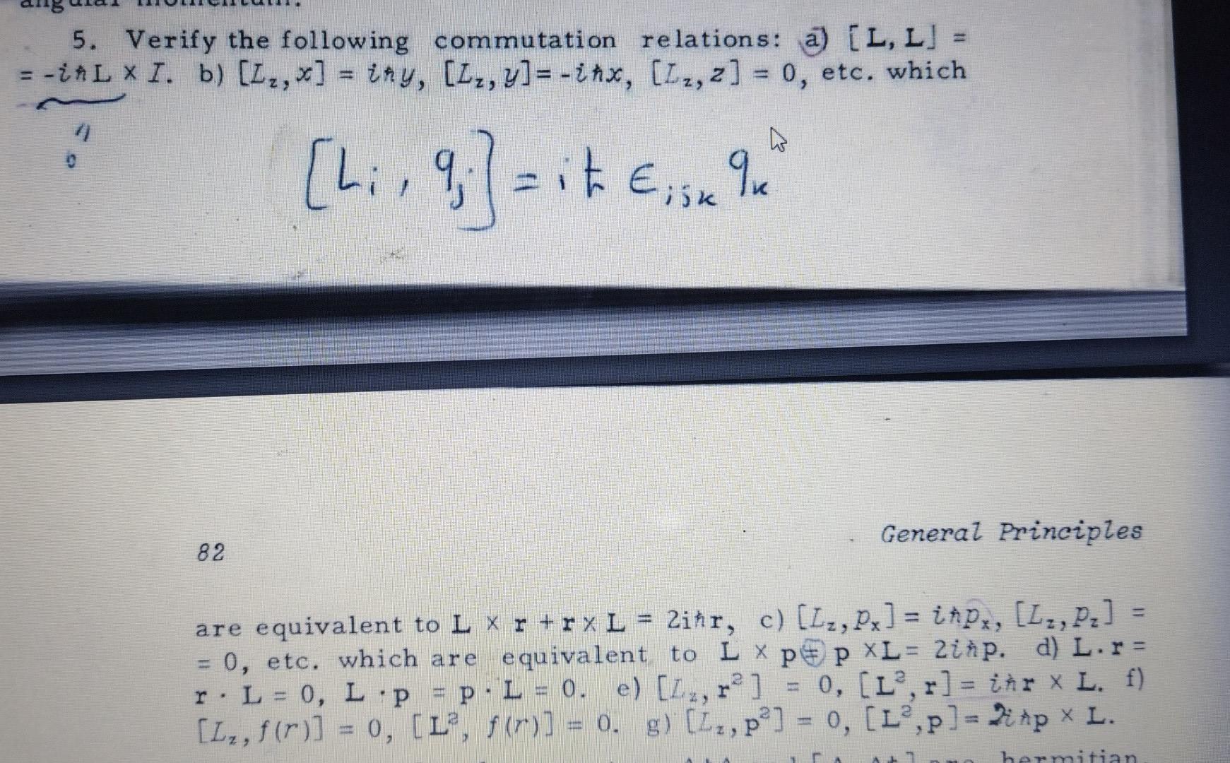 Solved 5. Verify the following commutation relations: a) [L, | Chegg.com