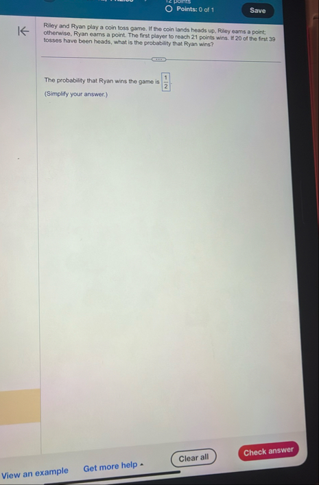 pointisPoints: 0 ﻿of 1Riley and Ryan play a coin toss | Chegg.com