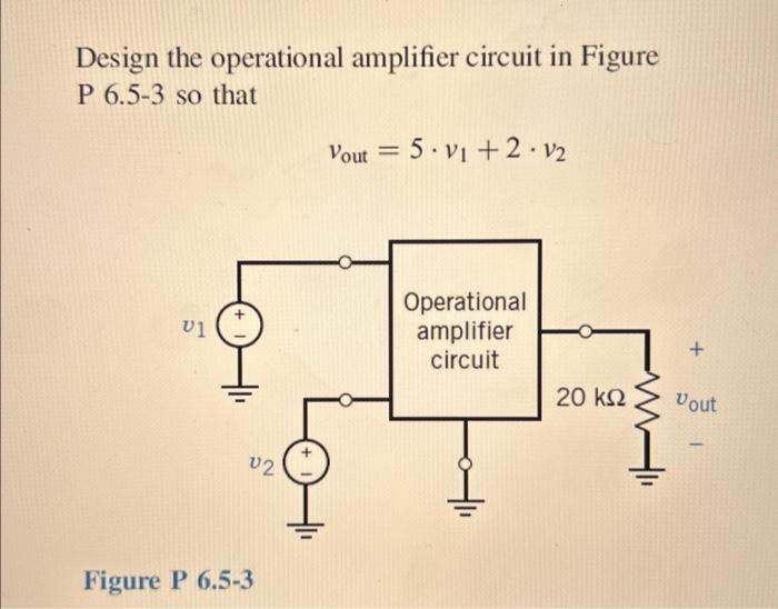Solved Design the operational amplifier circuit in Figure P | Chegg.com
