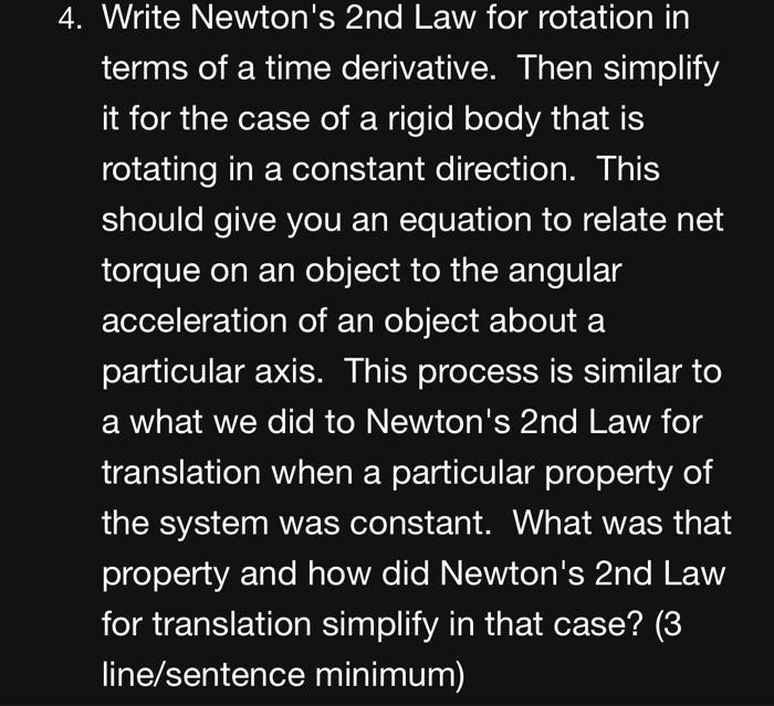 Solved Write Newton's 2nd Law for rotation in terms of a | Chegg.com