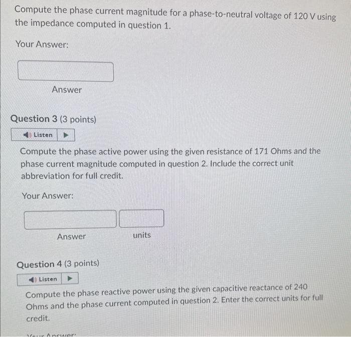 Solved Phase-to-neutral voltage magnitude =120 Vrms Compute | Chegg.com