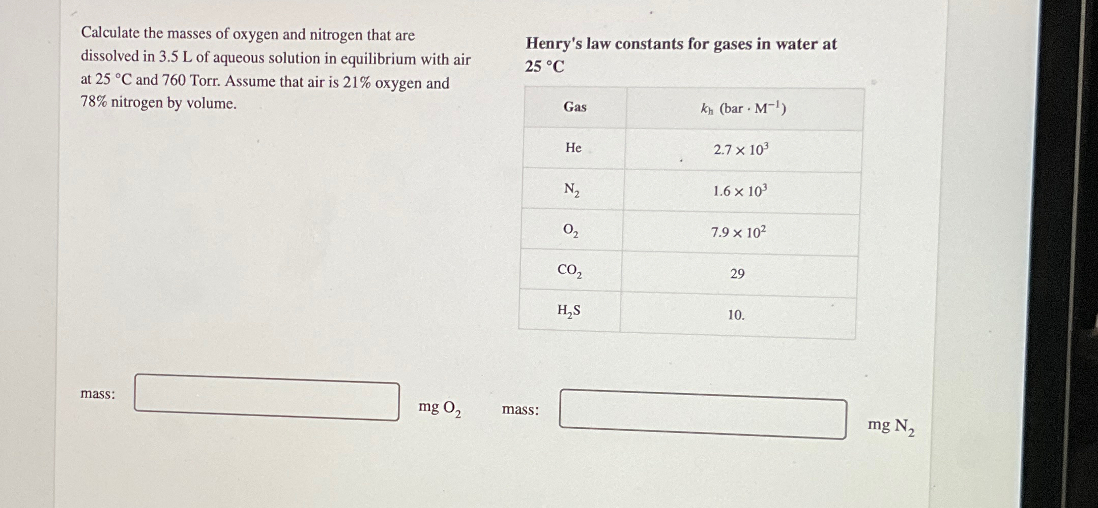 Solved Calculate the masses of oxygen and nitrogen that are | Chegg.com