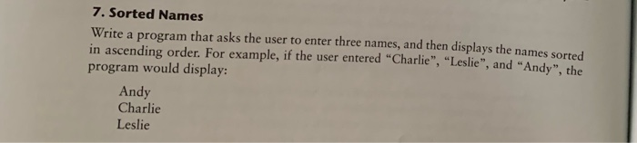 Solved 3.) Page 182 #7 Sorted Names Create a flowchart for | Chegg.com