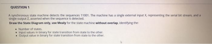 Solved QUESTION 1 A synchronous state machine detects the | Chegg.com
