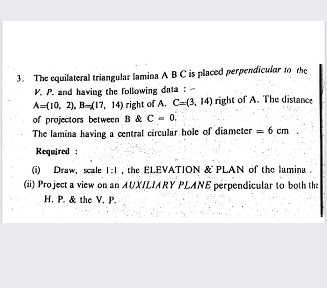 Solved 3. The equilateral triangular lamina A B C is placed | Chegg.com