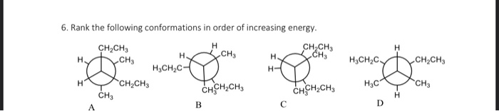Solved 6. Rank the following conformations in order of | Chegg.com