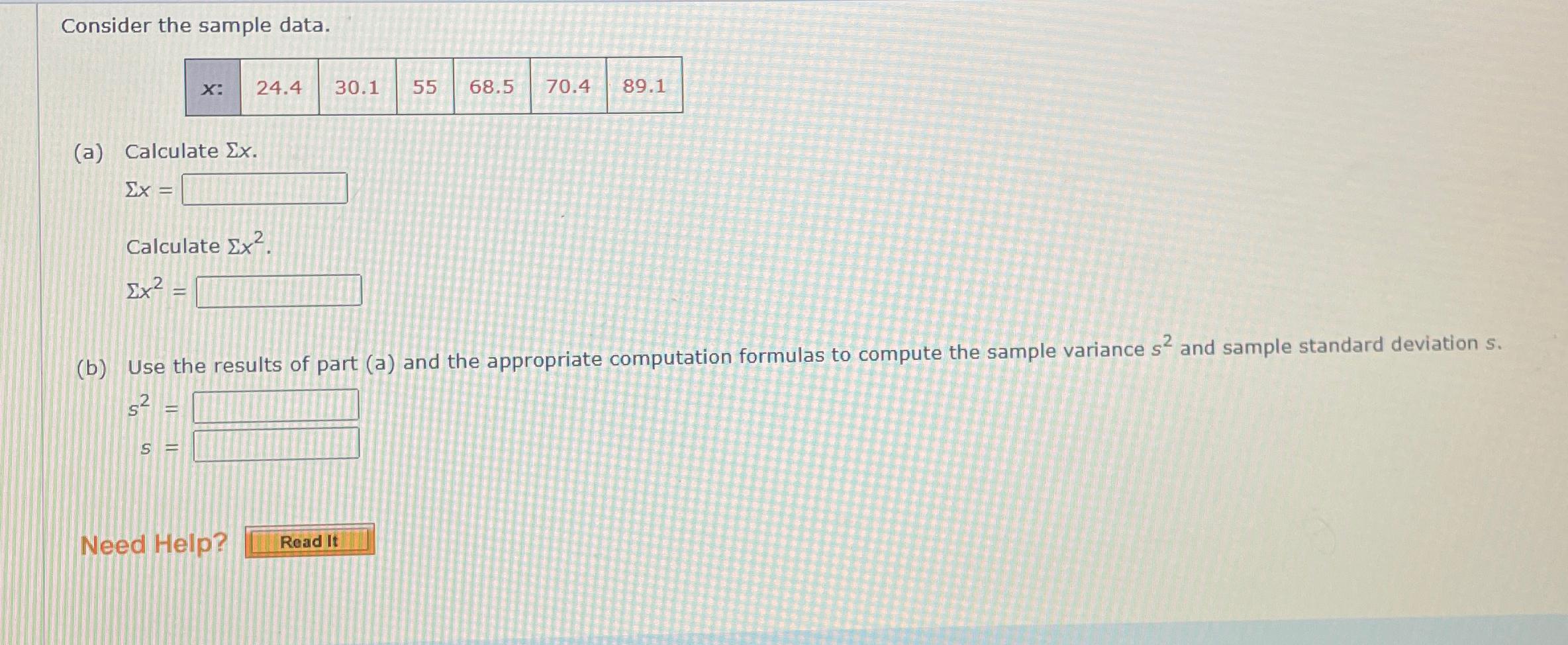 Solved Consider the sample | Chegg.com