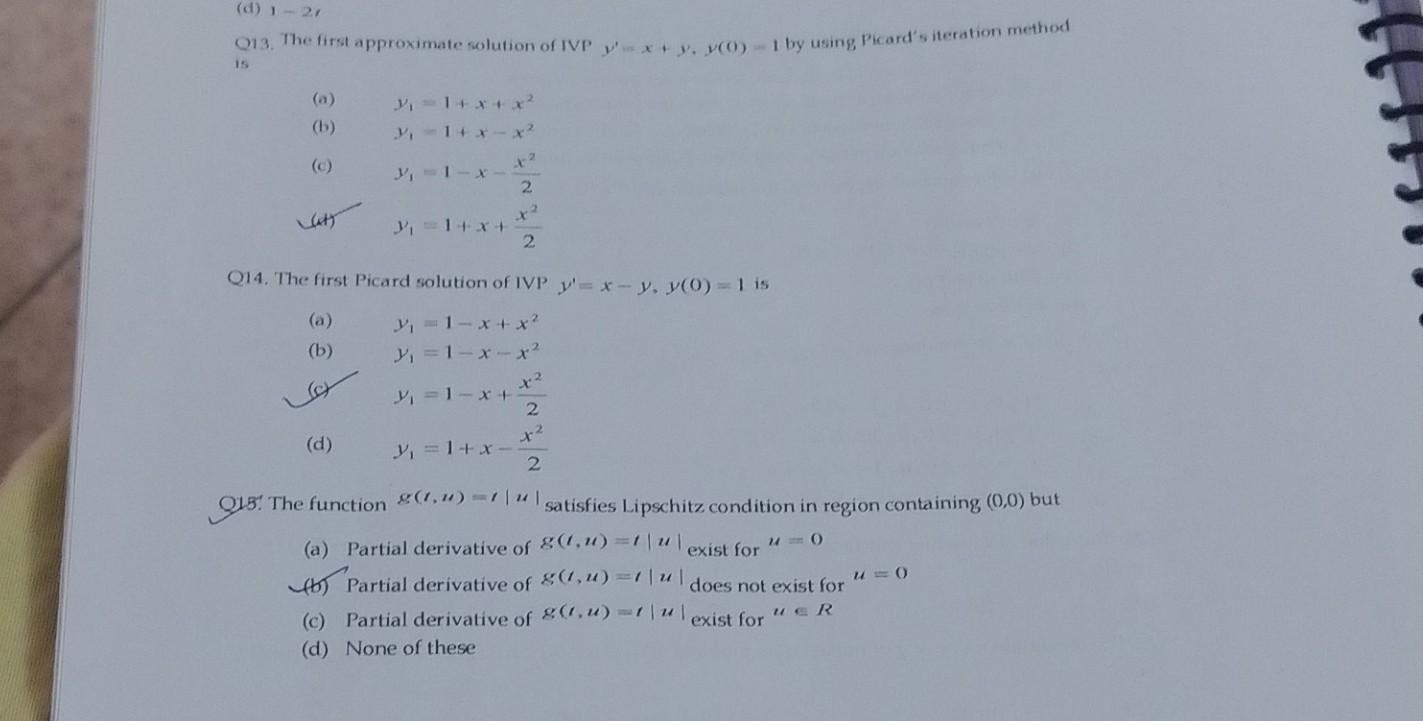 Solved Q13. The first approximate solution of IVP | Chegg.com