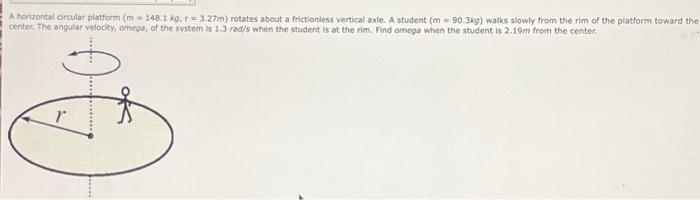 Solved A horizontal circular platform (m= 148.1 kg, r = | Chegg.com
