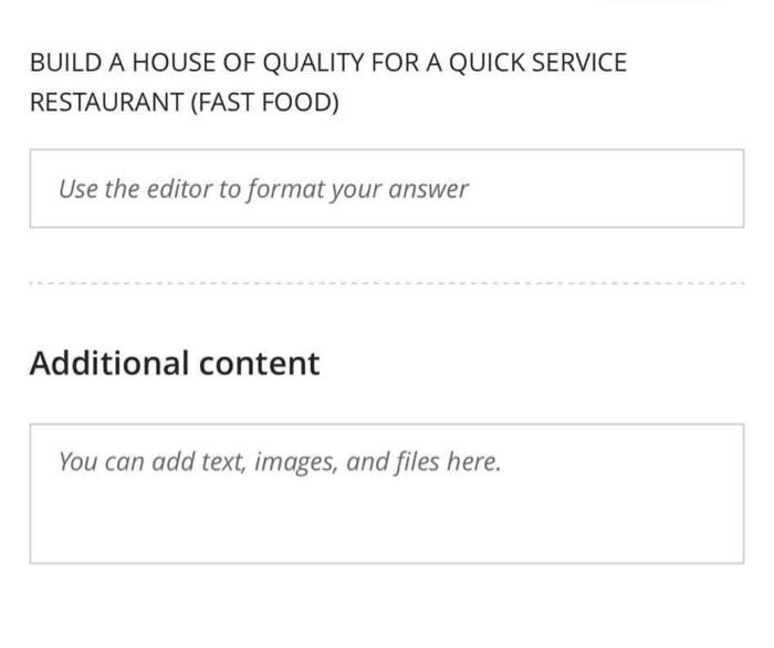Solved BUILD A HOUSE OF QUALITY FOR A QUICK SERVICE | Chegg.com